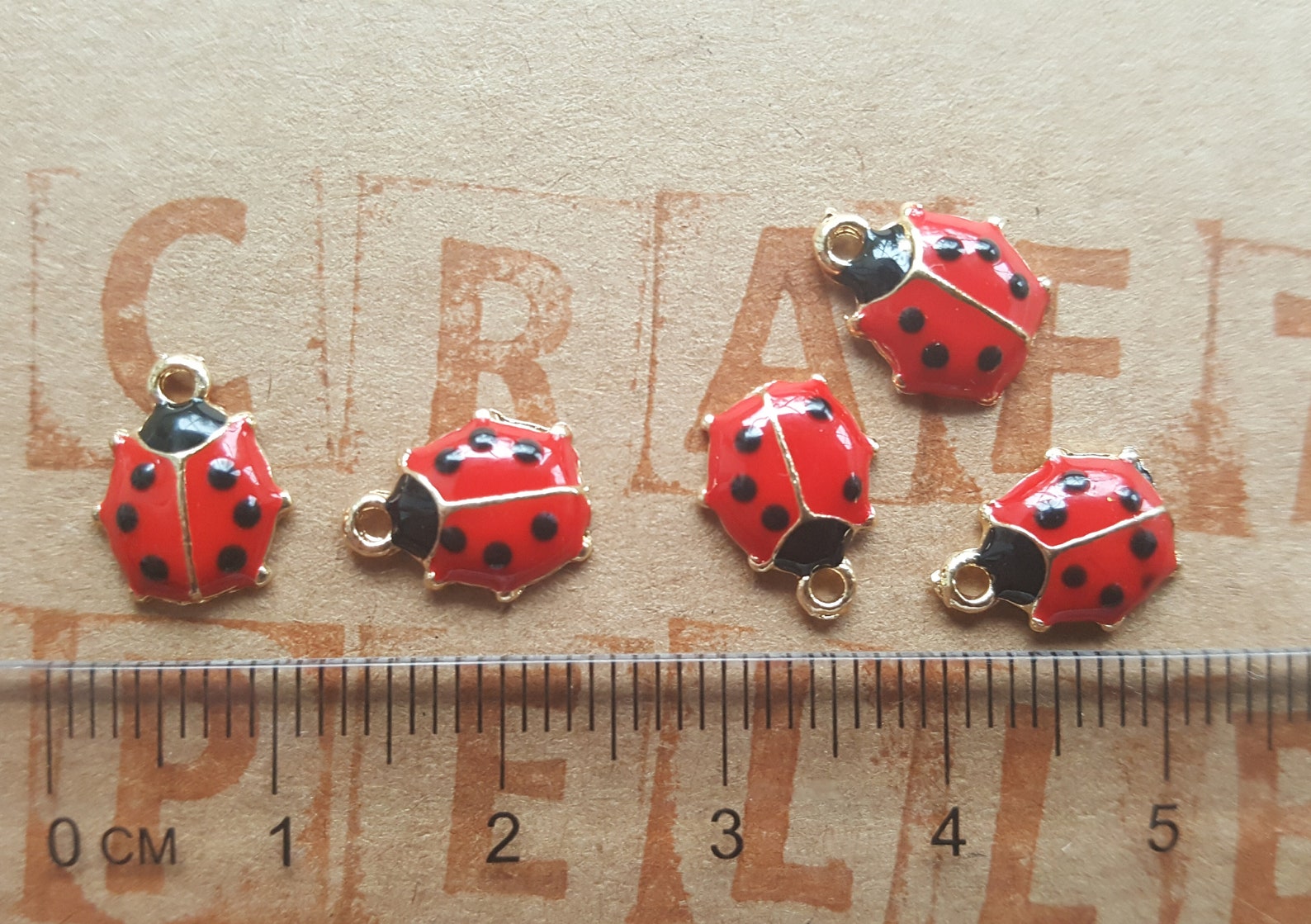 5 enamel Ladybird charms Craft & Jewellery making supplies | Etsy