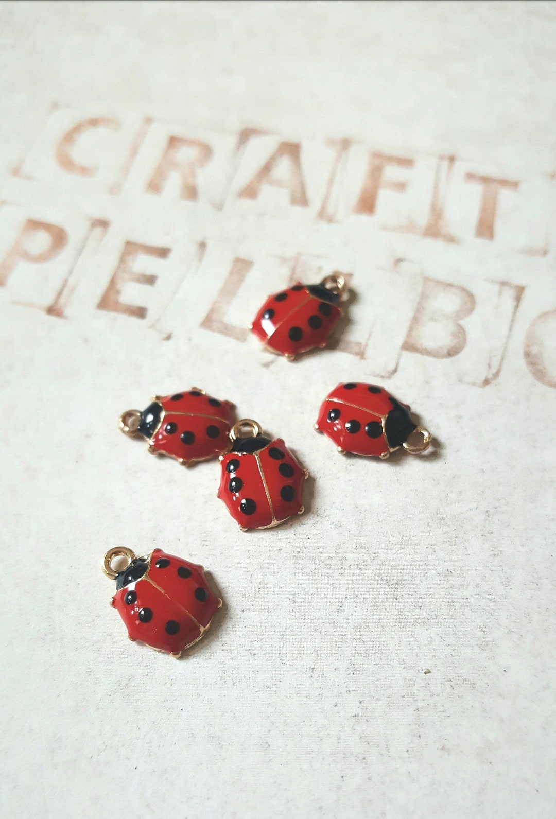 5 Enamel Ladybird Charms, Craft & Jewellery Making Supplies, Ladybug ...