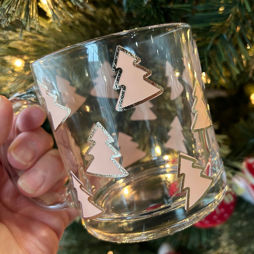Christmas Tree 13 Oz Glass Mug | Holiday Glass Cup | - Etsy
