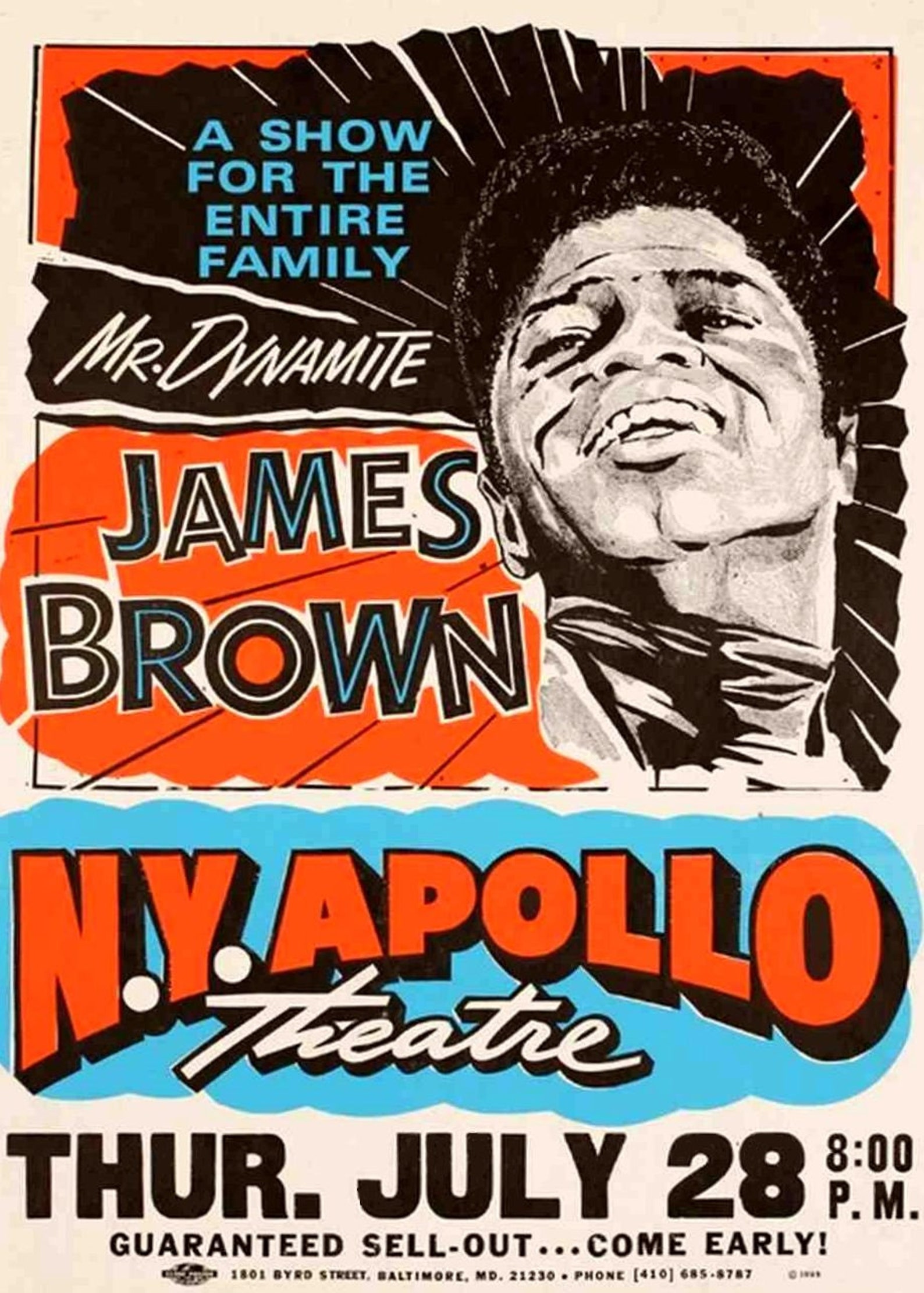 James Brown Live Ny Apollo Vintage Concert Poster Re Print Etsy