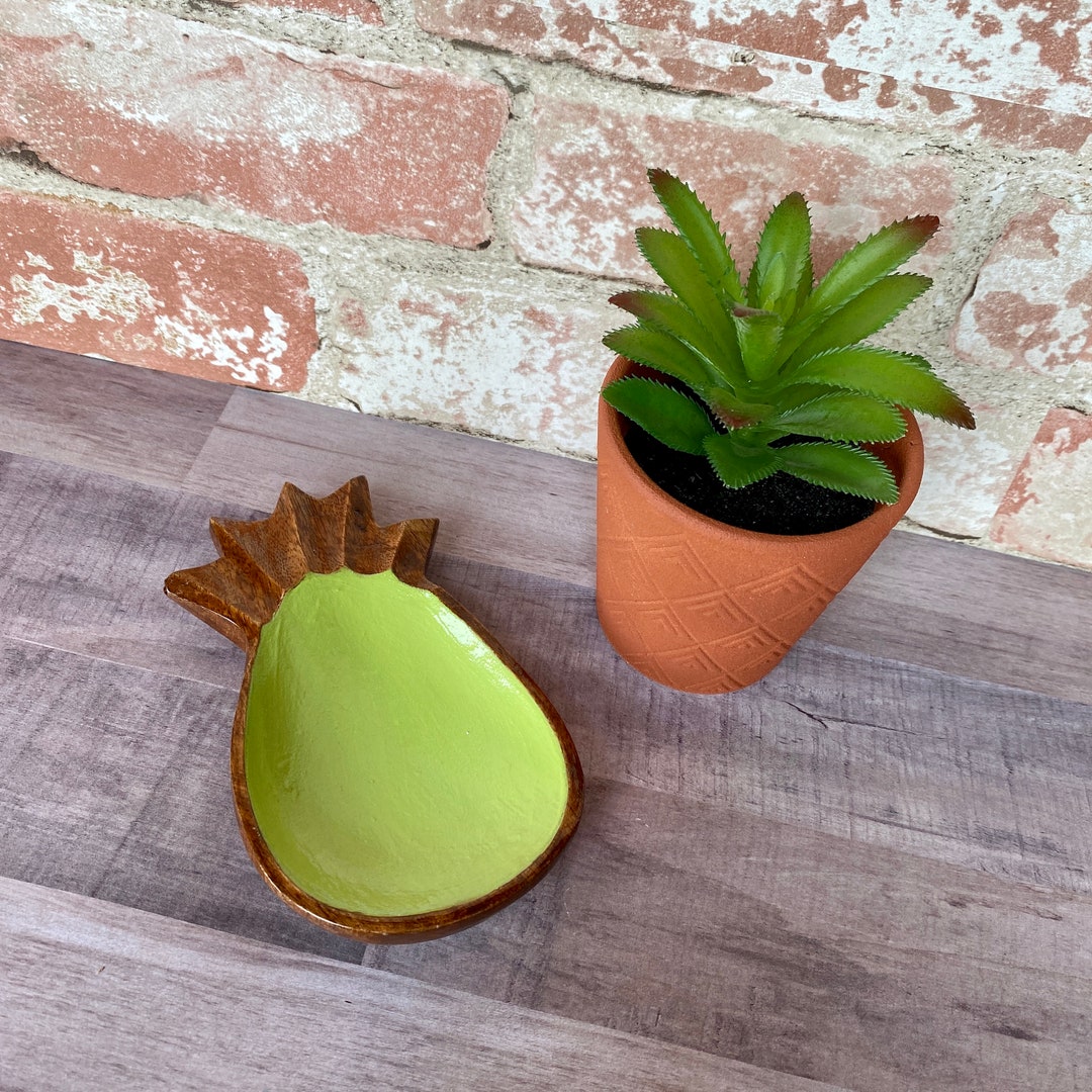 Vintage Monkey Pod Pineapple Trinket Dish: Lime Green Key Bowl - Etsy