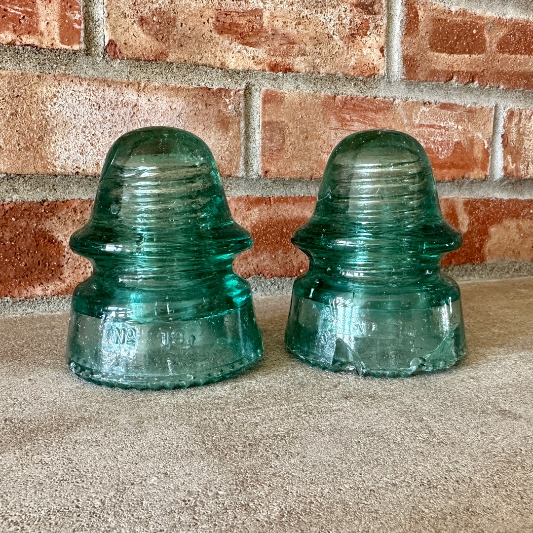 Pair of Antique Glass Insulators, Hemingray Insulators, 1890s Glass ...