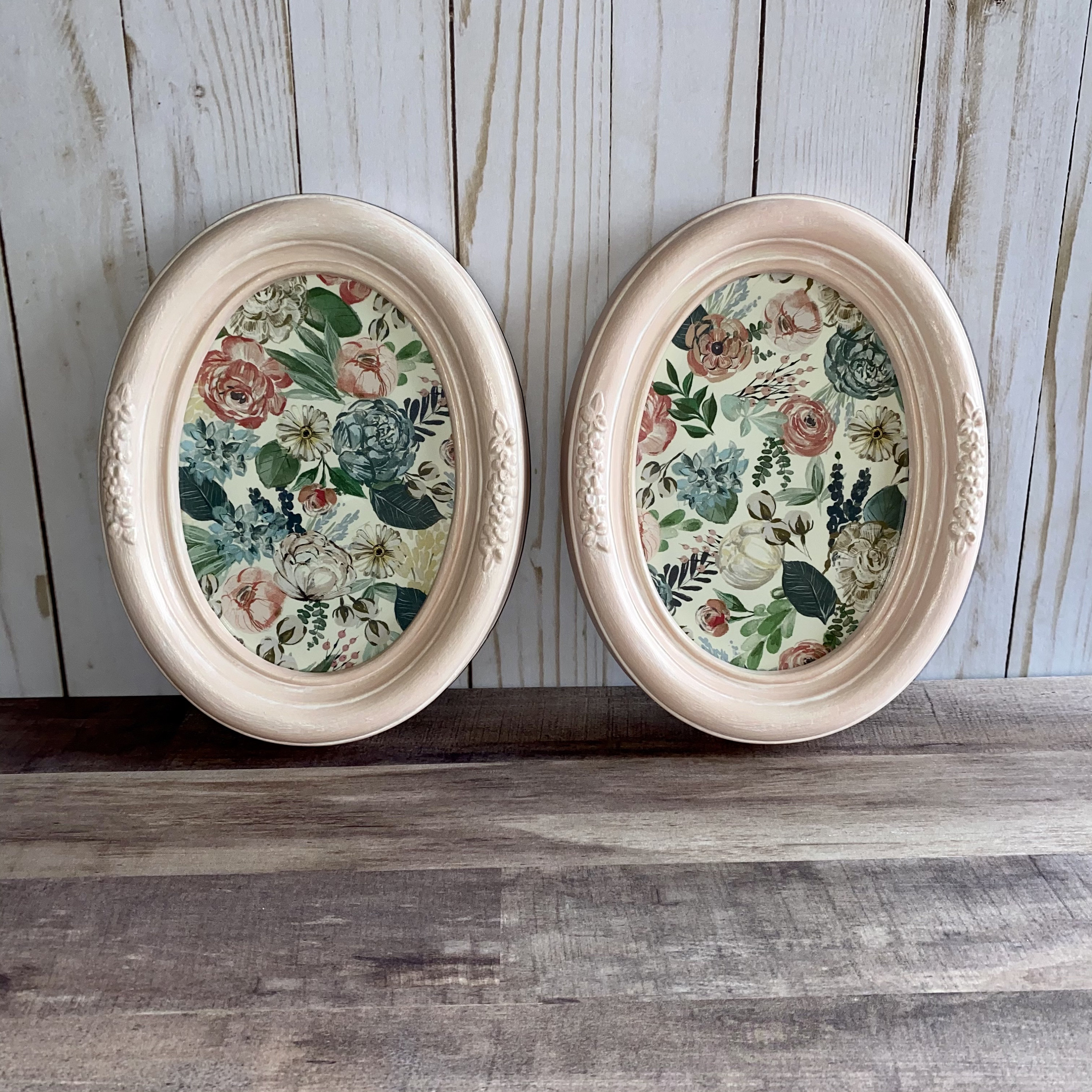 Vintage Handpainted Syroco Oval Photo Frames: Coral Peach Decor - Etsy