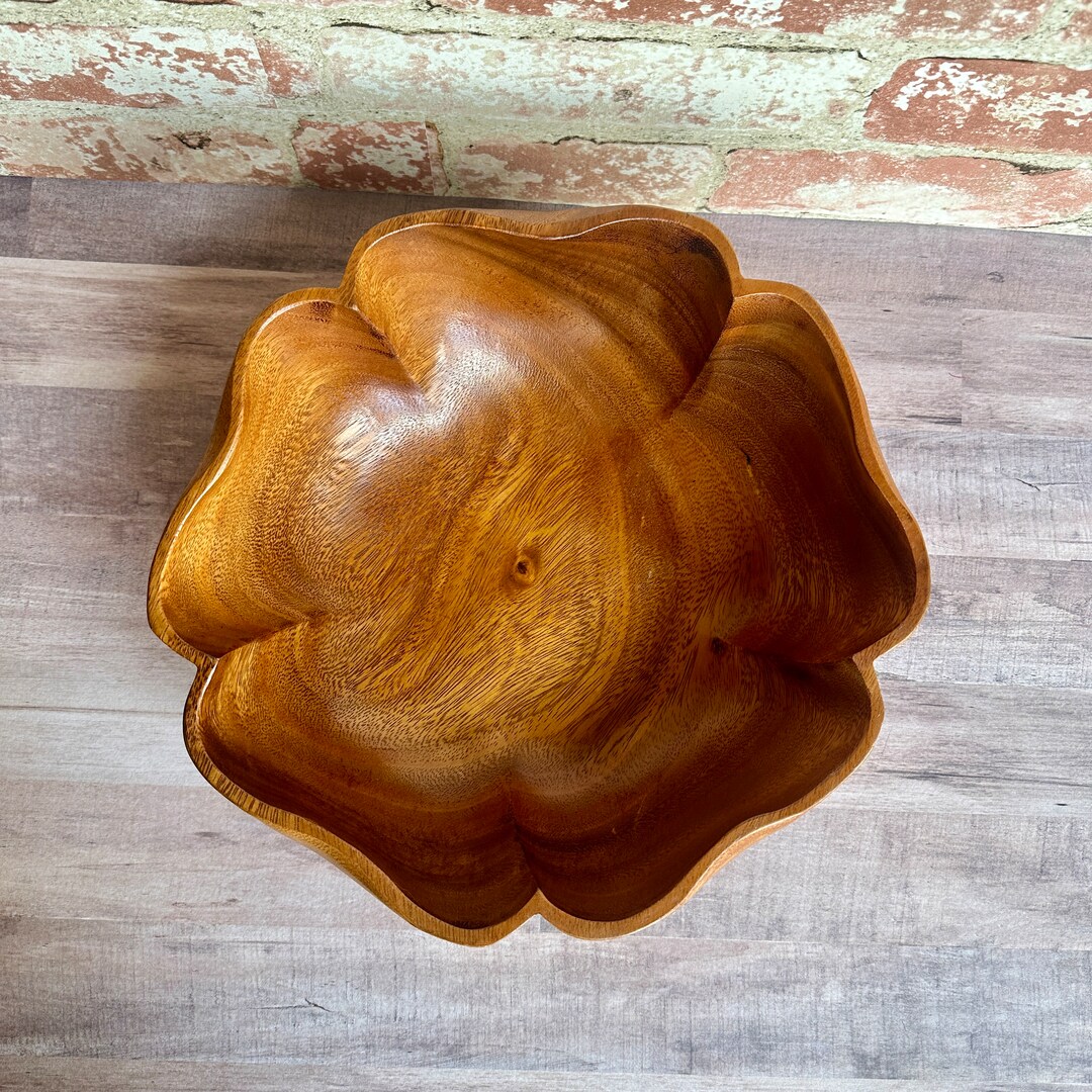 Vintage Monkey Pod Wood Salad Bowl: Mid-century Modern Centerpiece - Etsy