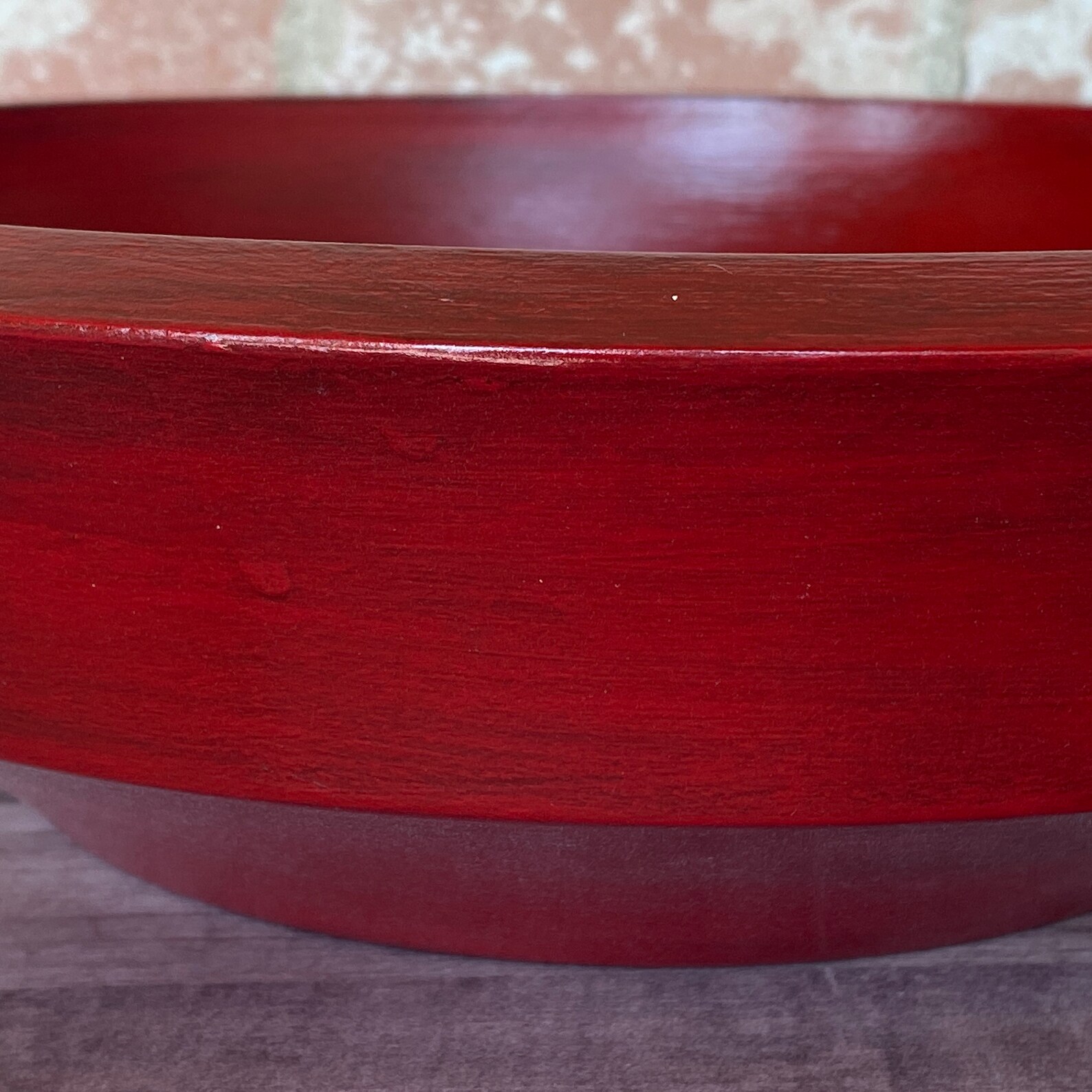 Red Kitchen Bowl, Wood Display Bowl, Coffee Table Bowl, Kitchen Catch ...