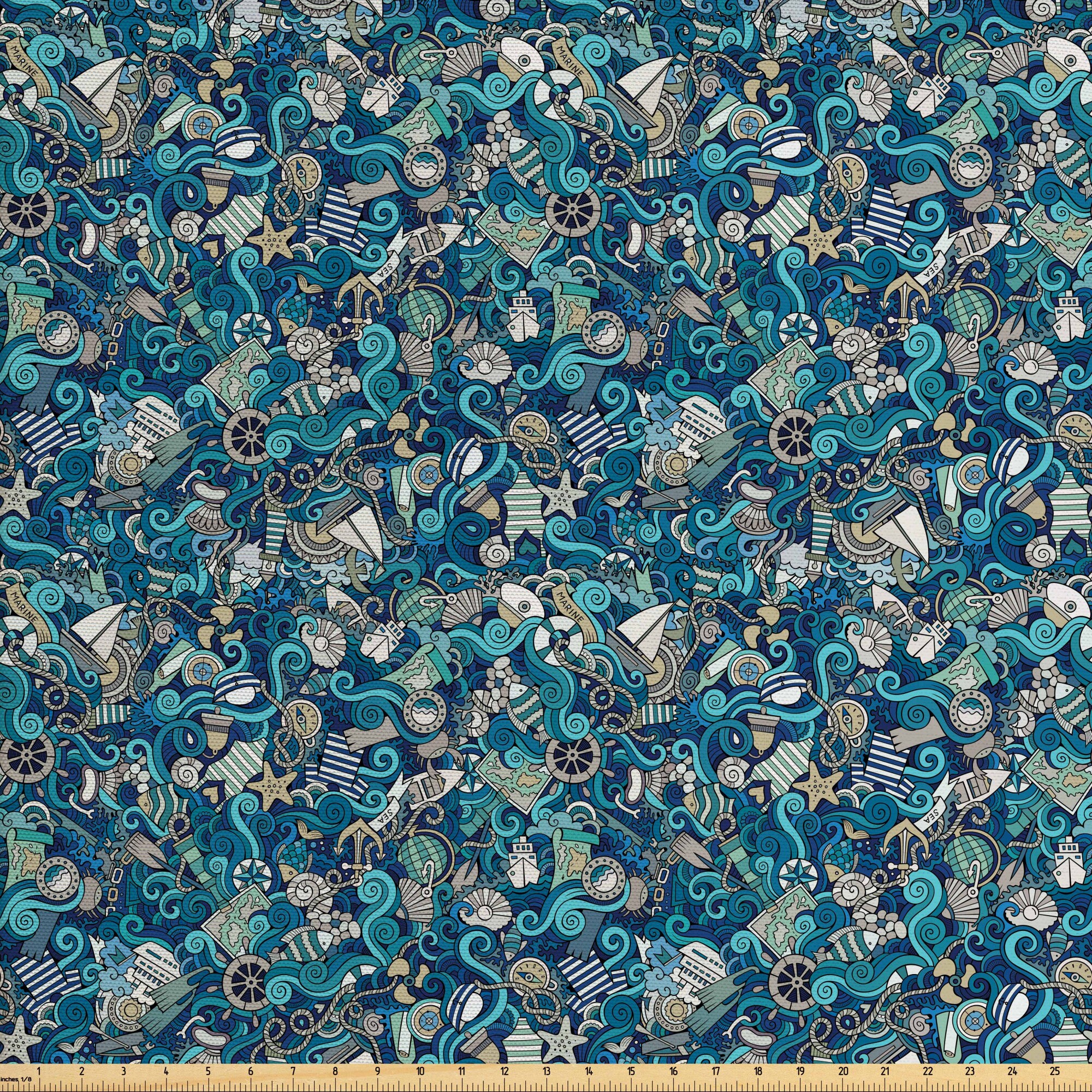 Nautical Fabric by the Yard Ocean Anchor Ahoy Ship Steering | Etsy