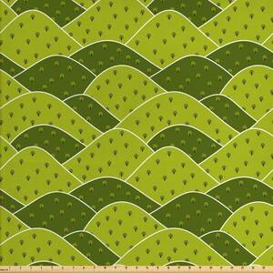 Nature Fabric by the Yard, Birds Branches Lemon Tree Leaves Greenery ...