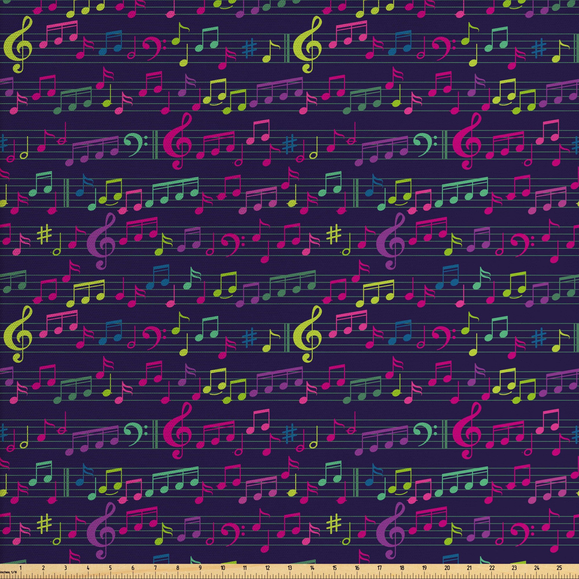 Music Fabric by the Yard Musical Notes Instruments Records | Etsy