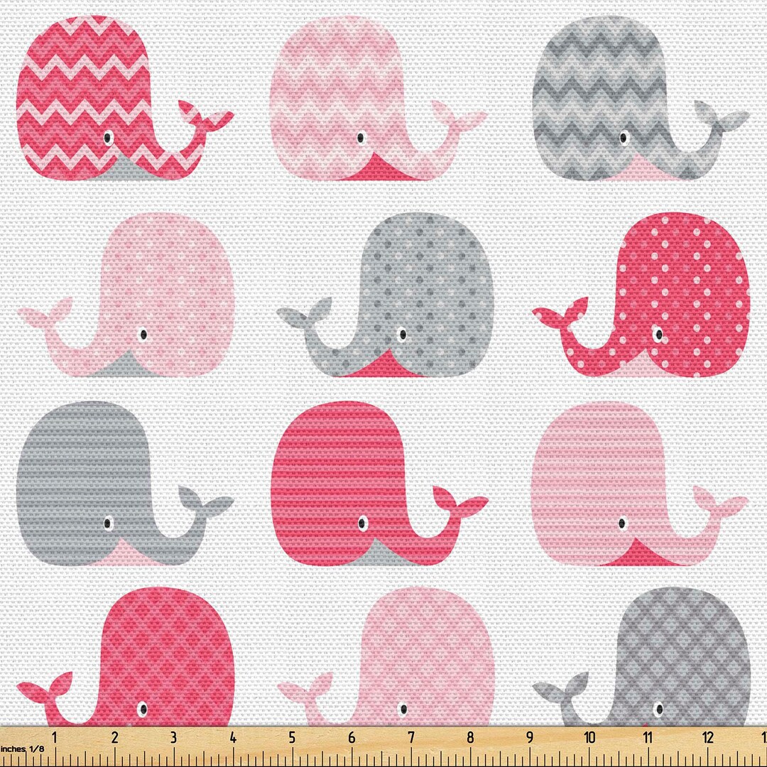 Whale Decorative Fabric by the Yard for Upholstery, Cute Pink Whales ...