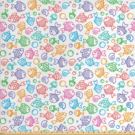 Fish Fabric by the Yard Koi Fish Tropical Fresh Water Ocean | Etsy