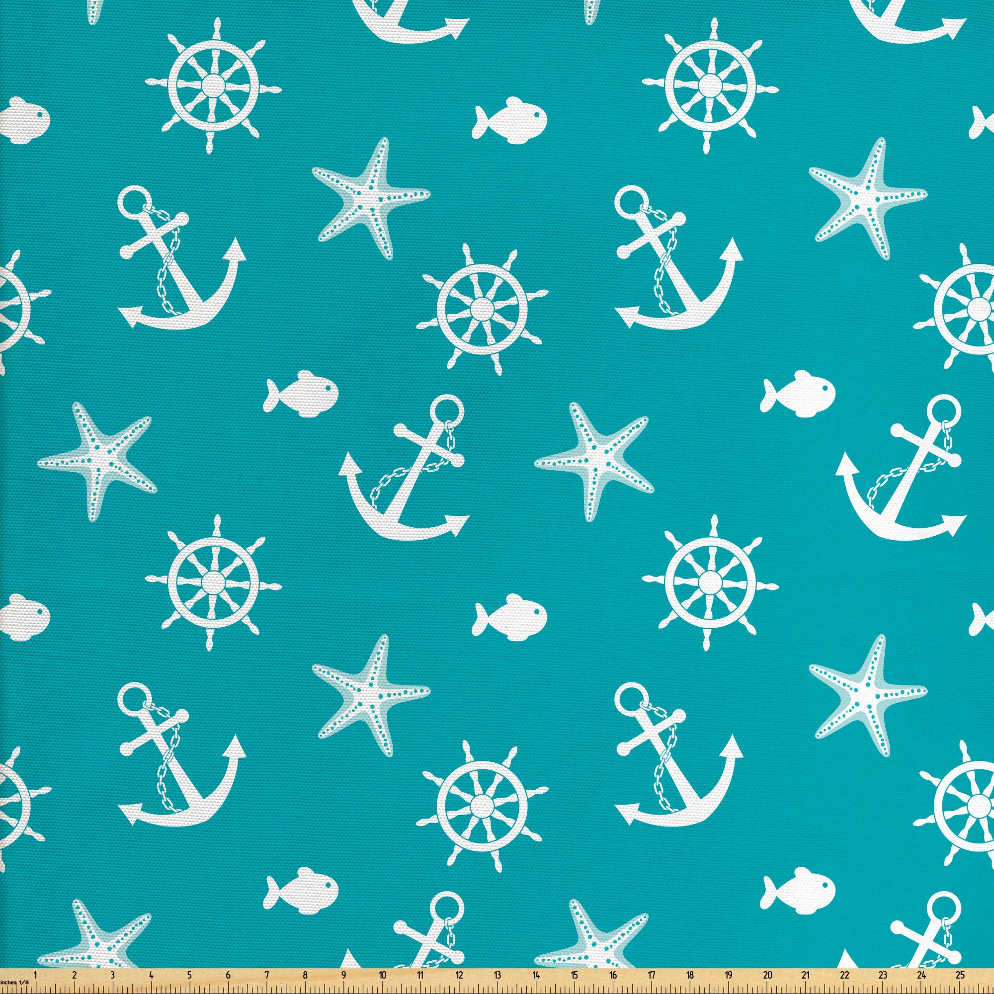 Nautical Fabric by the Yard Ocean Anchor Ahoy Ship Steering | Etsy