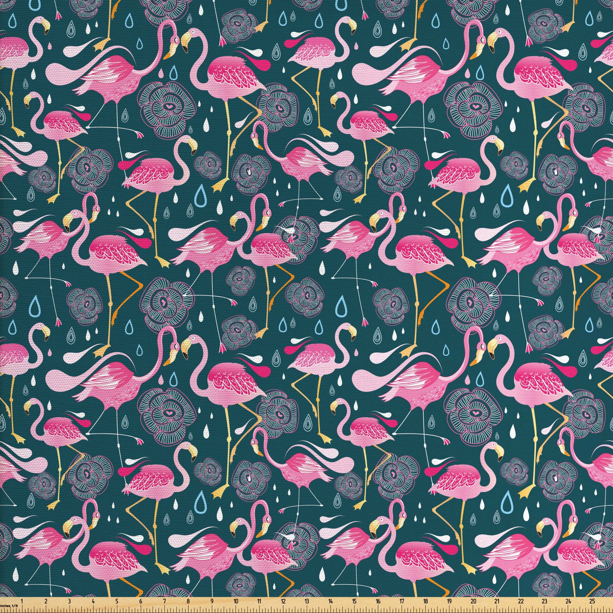 Flamingo Fabric by the Yard Flamingos on the Beach Paradise | Etsy