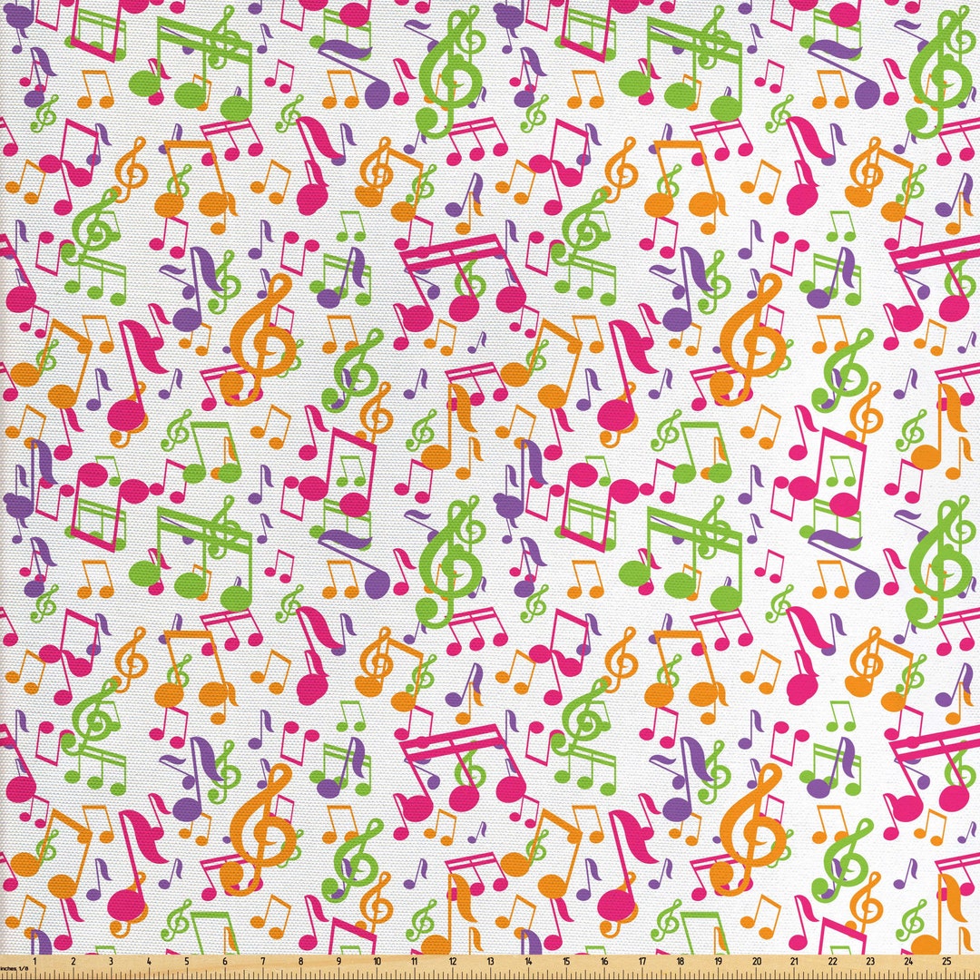 Music Fabric by the Yard, Musical Notes Instruments Records Players ...