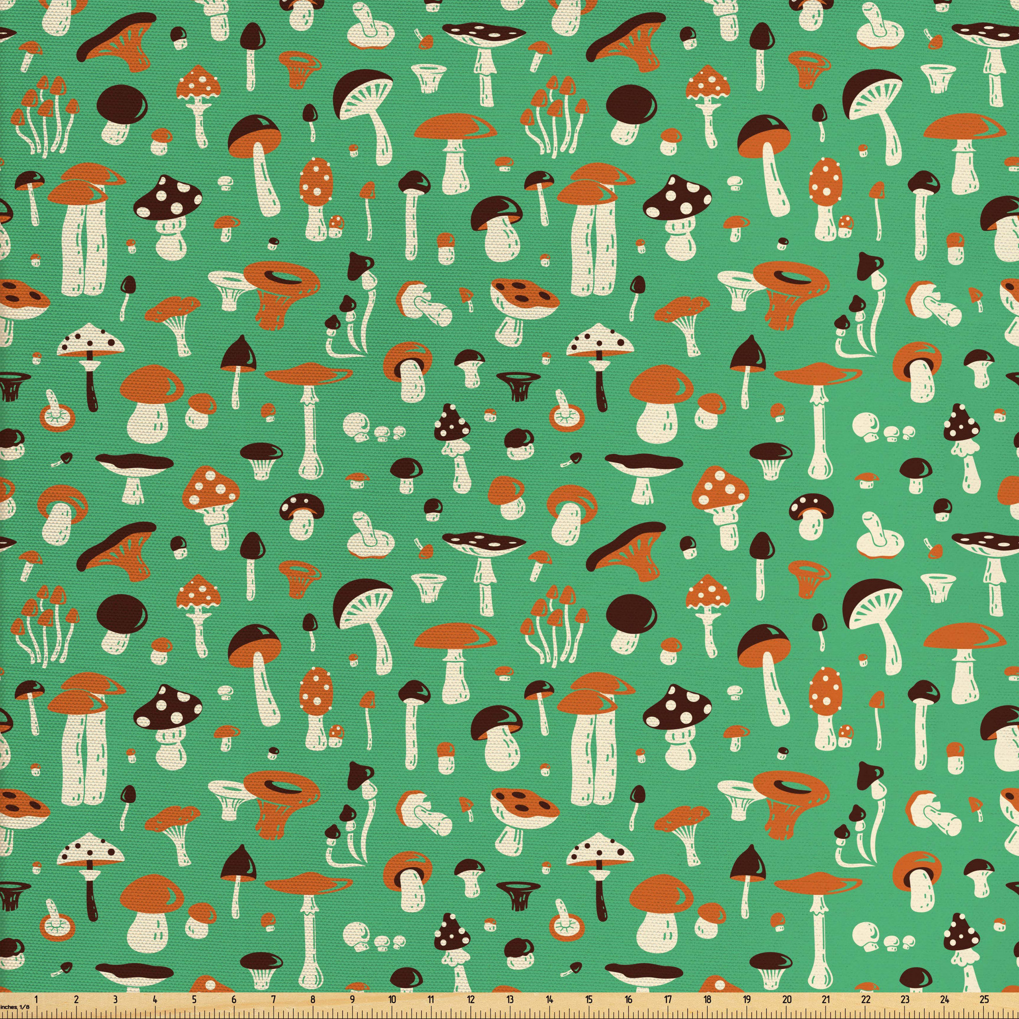 Mushroom Fabric by the Yard Magic Garden Fall Fungi Foliage - Etsy UK