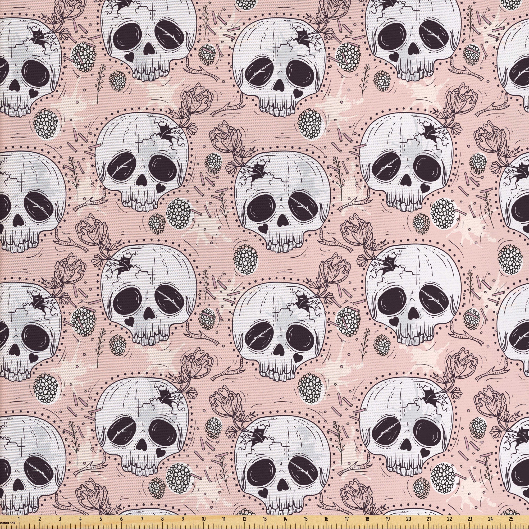 Skull Fabric by the Yard Sugar Skulls Snakes Witch Hats | Etsy