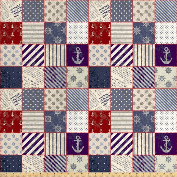 Nautical Fabric by the Yard Ocean Anchor Ahoy Ship Steering | Etsy