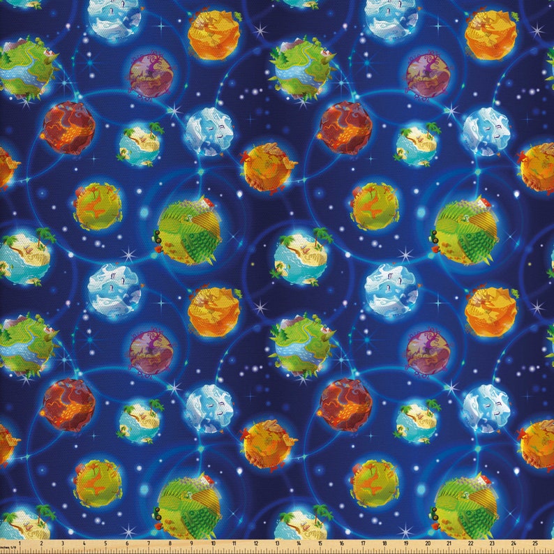 Space Fabric by the Yard Galaxy Nebula Stars Planets Sun | Etsy