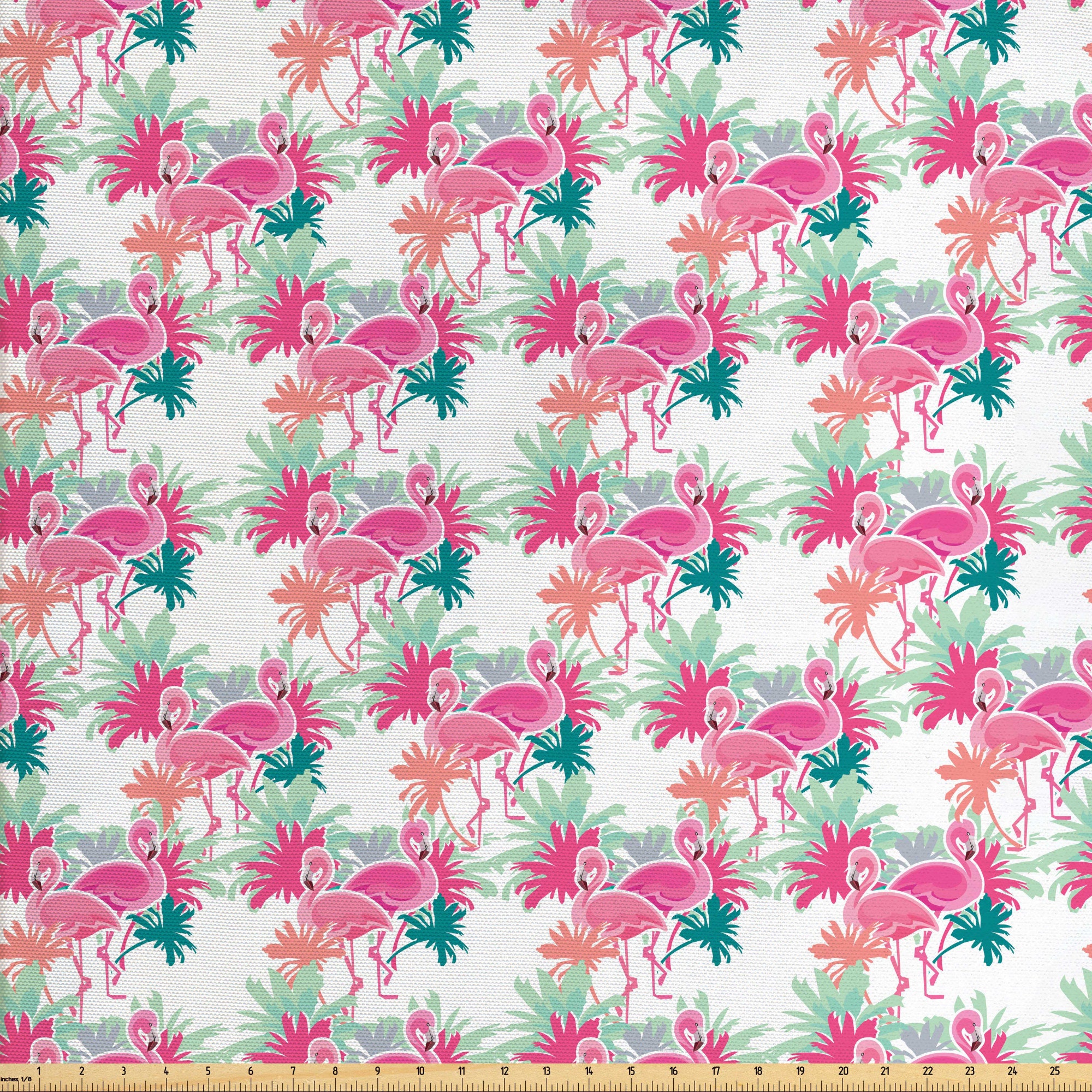 Flamingo Fabric by the Yard Flamingos on the Beach Paradise | Etsy