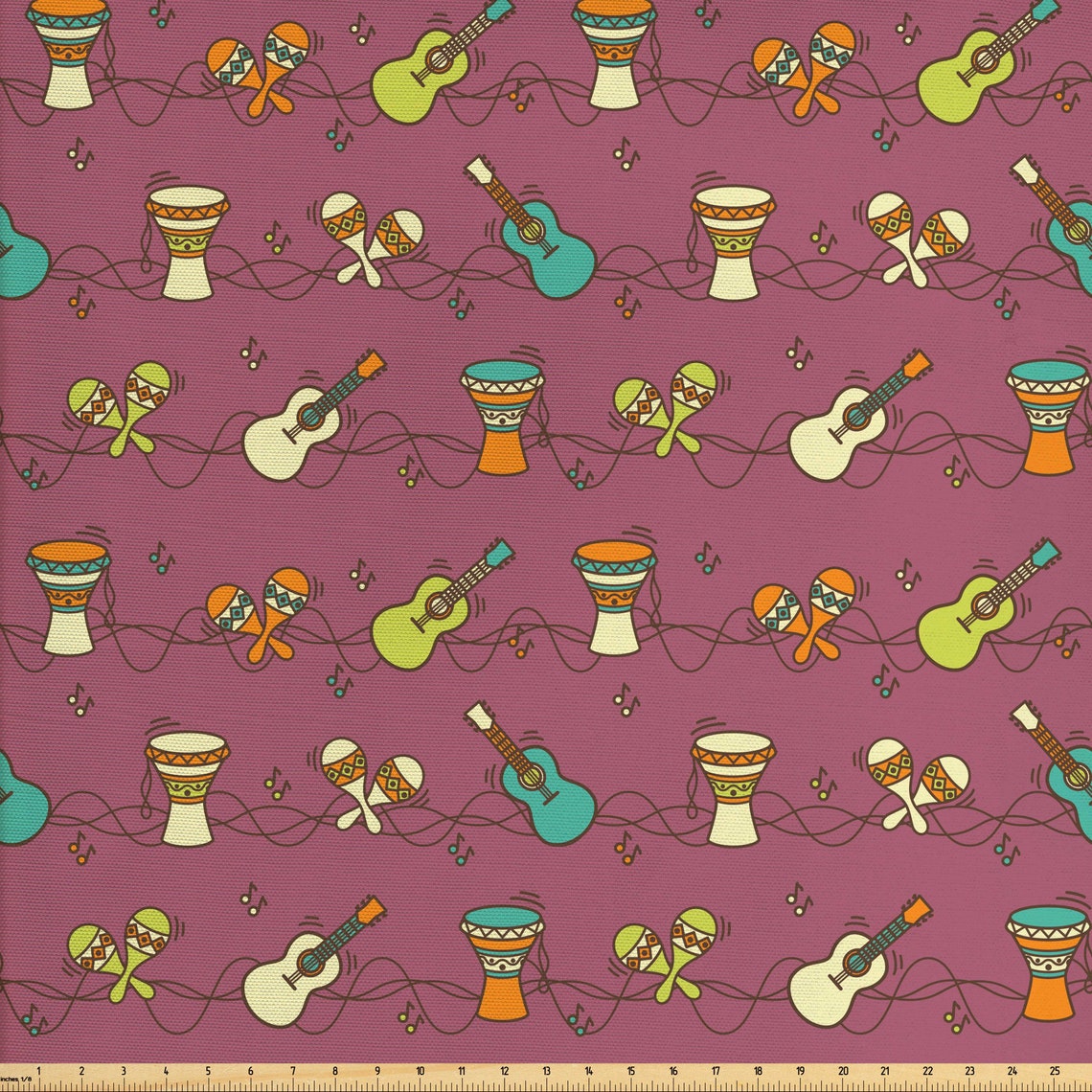 Music Fabric by the Yard Musical Notes Instruments Records | Etsy