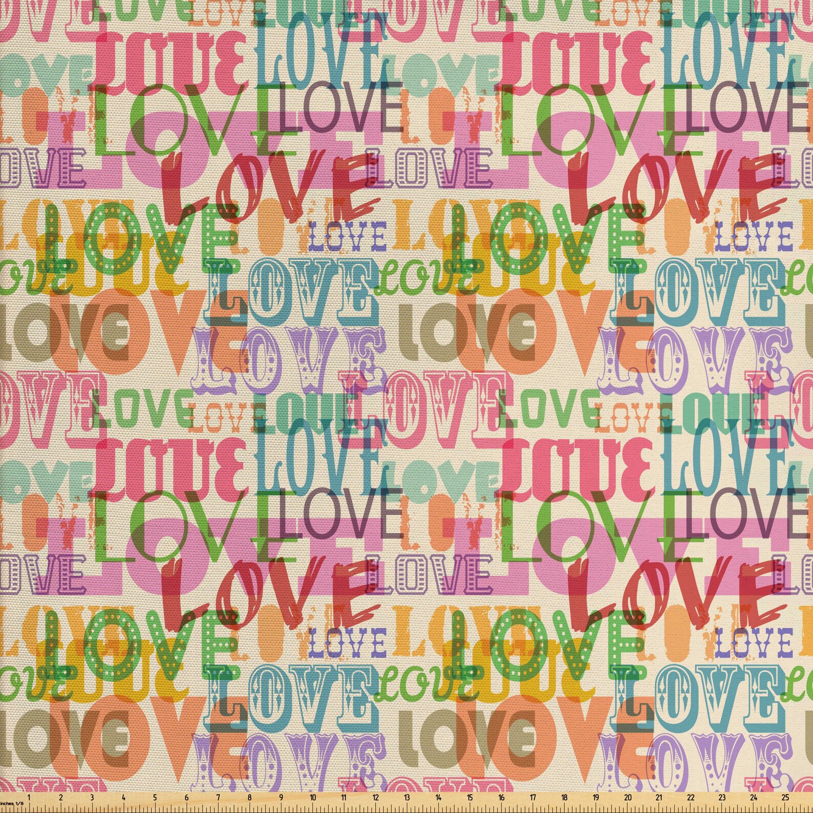 Love Fabric by the Yard Hearts Rainbow Colorful Lover | Etsy