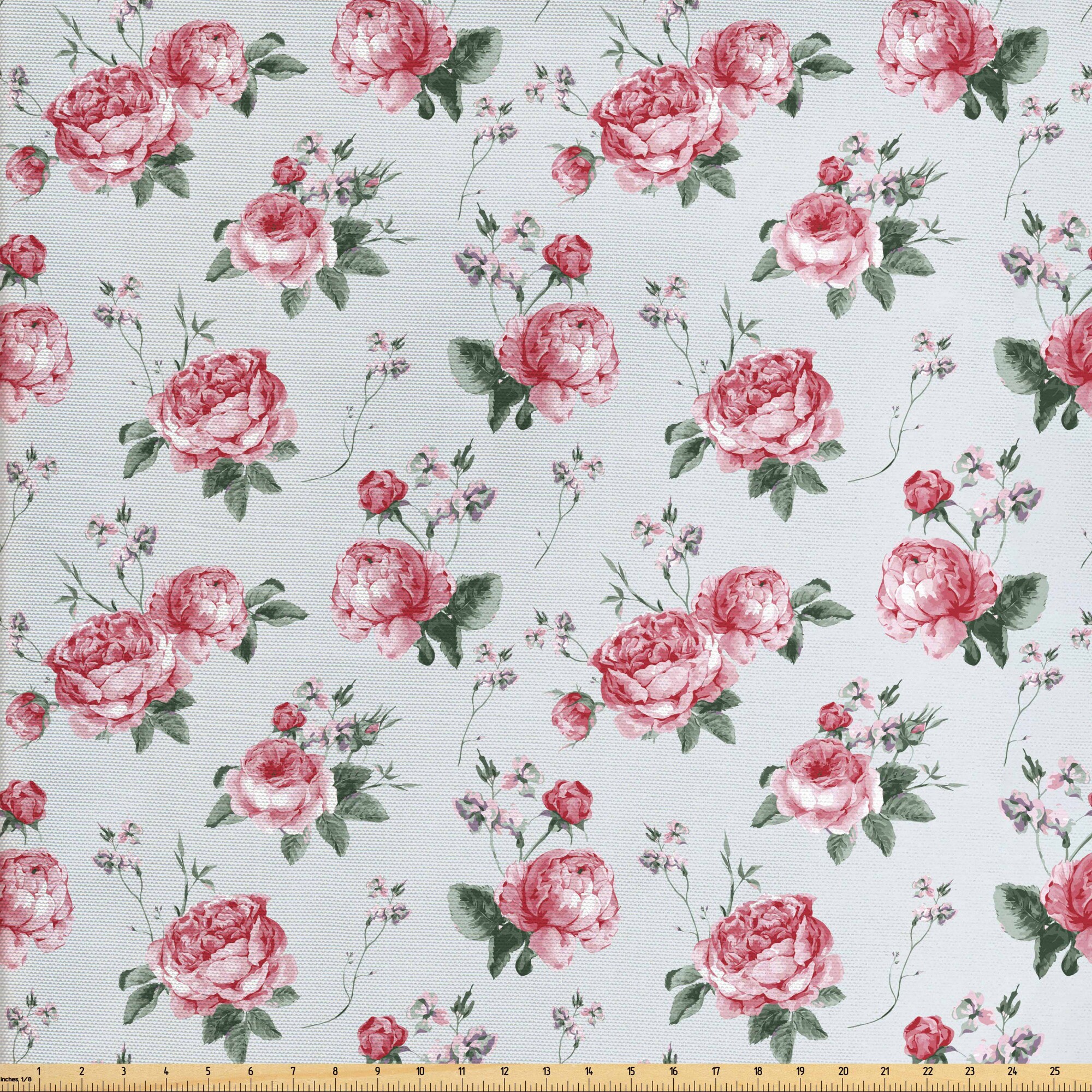Rose Fabric by the Yard Skulls Red Roses Floral Fable Joy - Etsy