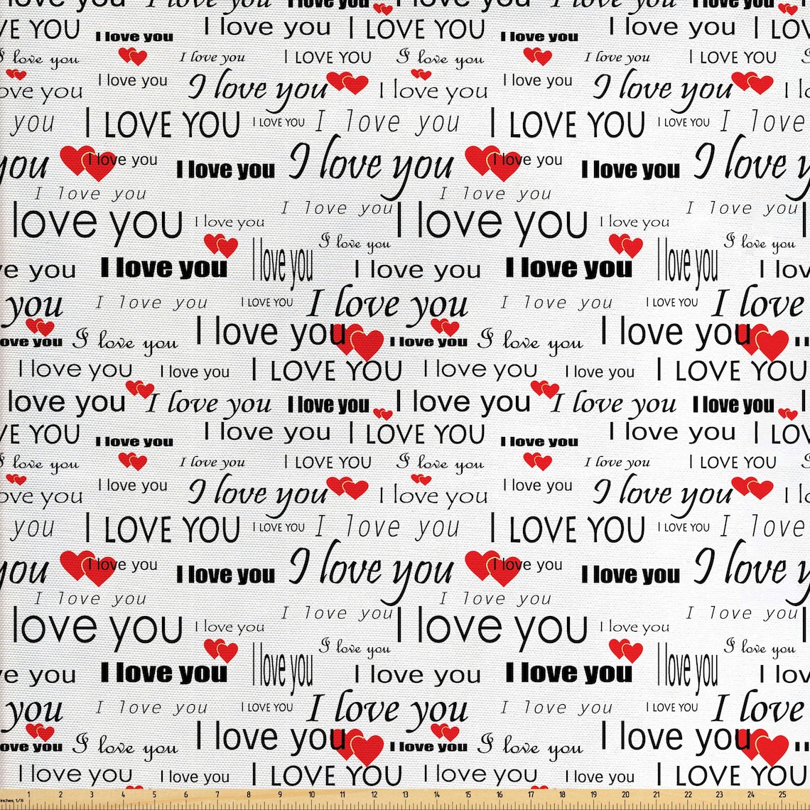 Romantic Fabric by the Yard Hearts I Love You Paris Eiffel | Etsy