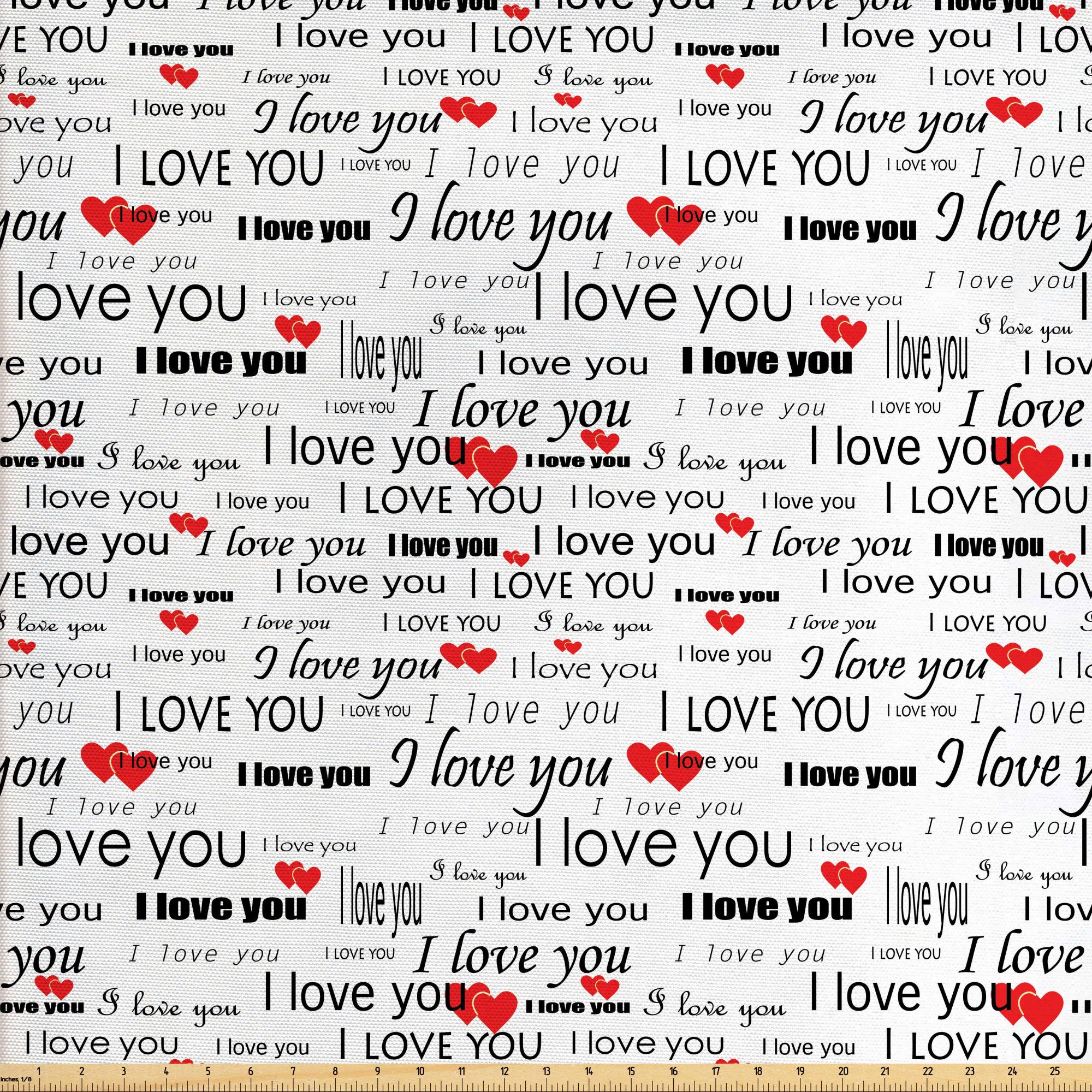 Romantic Fabric By the Yard Hearts I Love You Paris Eiffel | Etsy