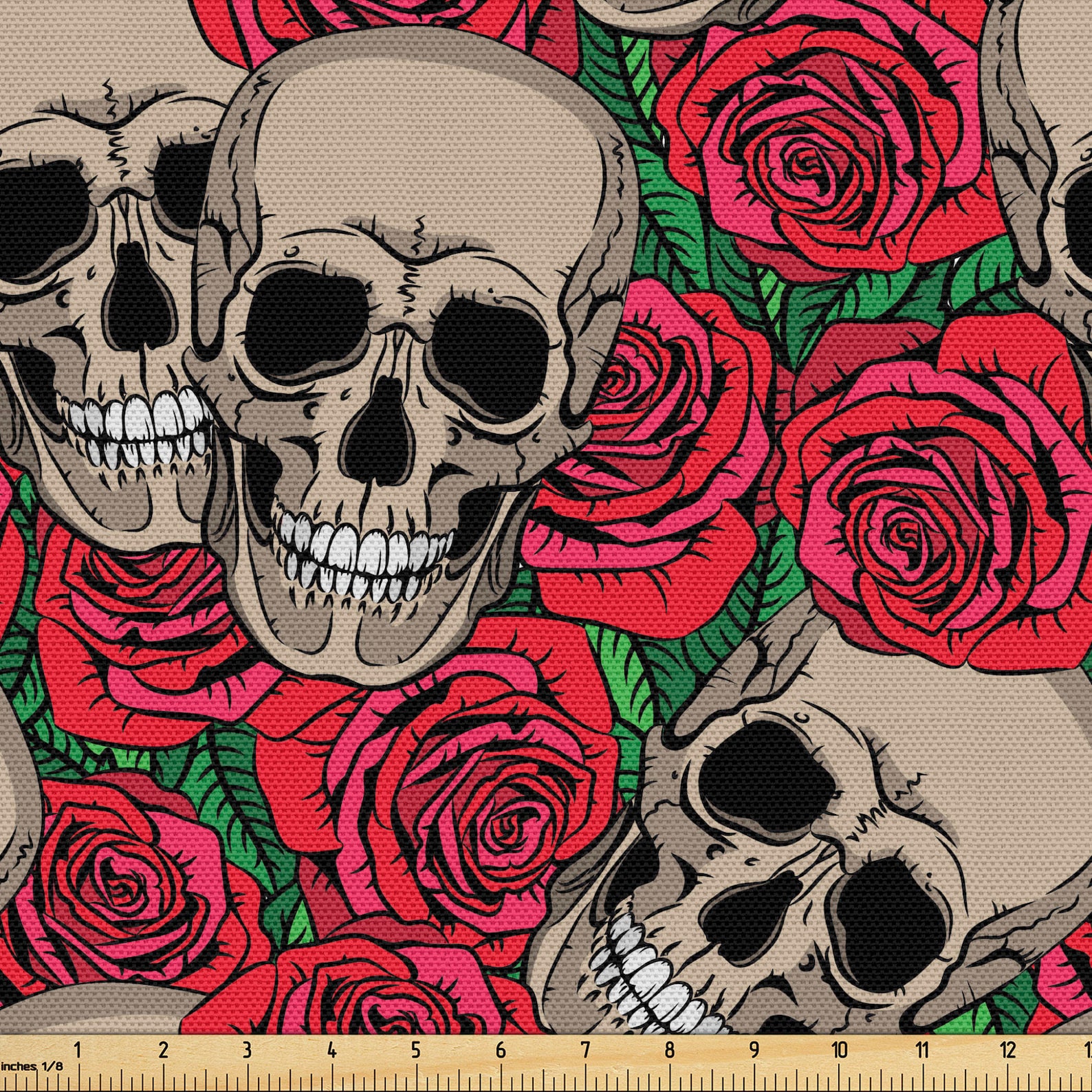 Skull Fabric by the Yard Halloween Theme Skull Decorative - Etsy