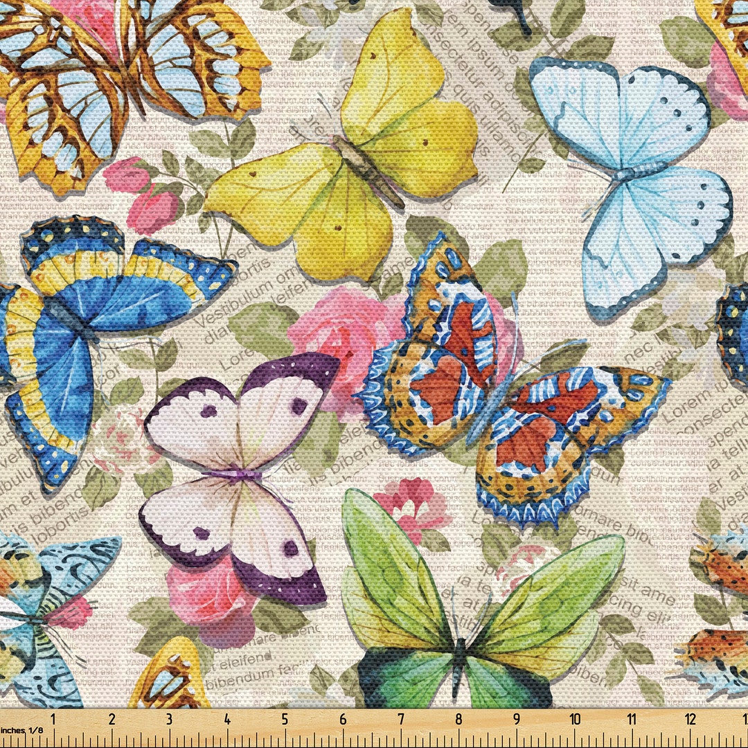 Butterfly Fabric by the Yard, Forest Magic Jungle Monarch Butterflies ...