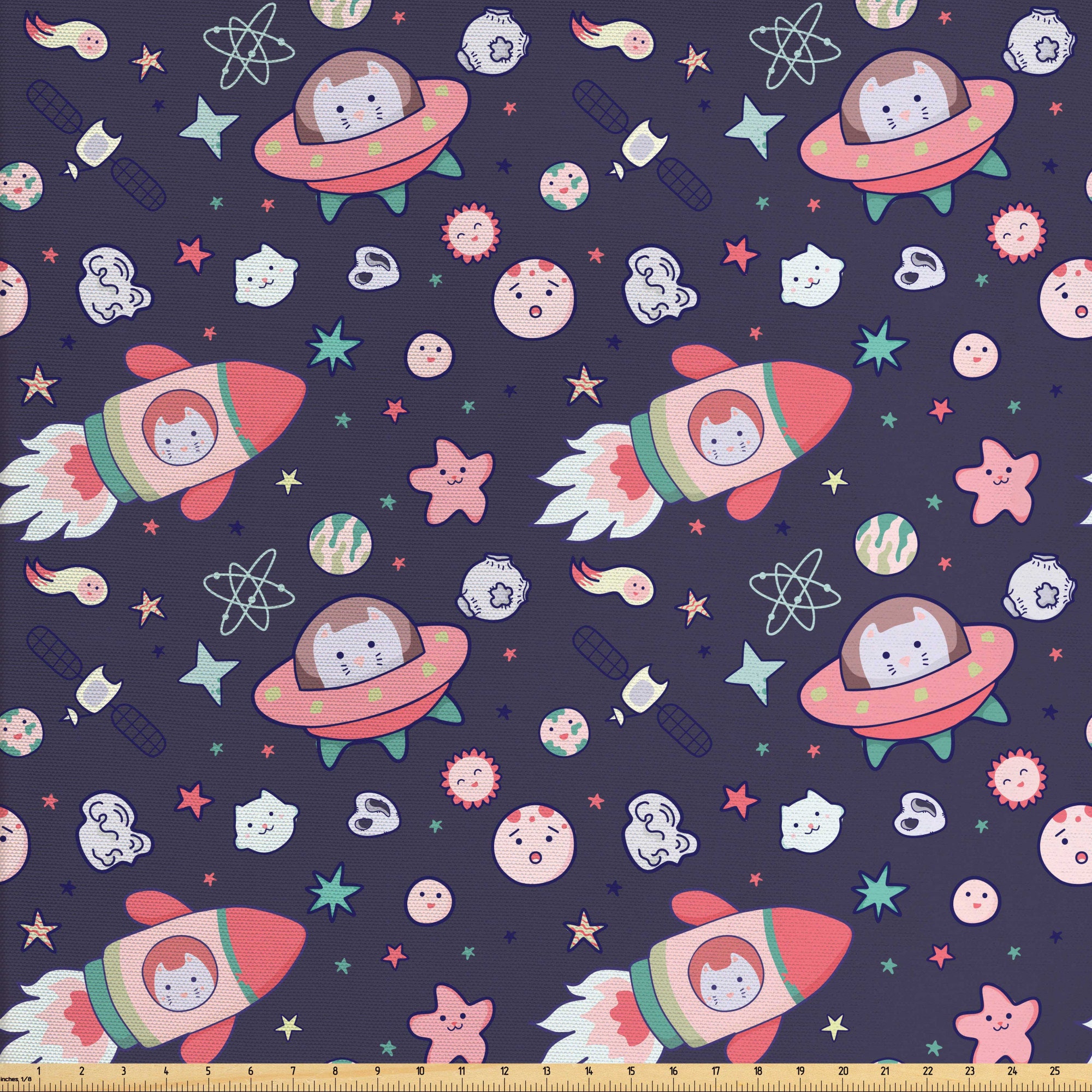 Space Fabric By the Yard Galaxy Nebula Stars Planets Sun | Etsy