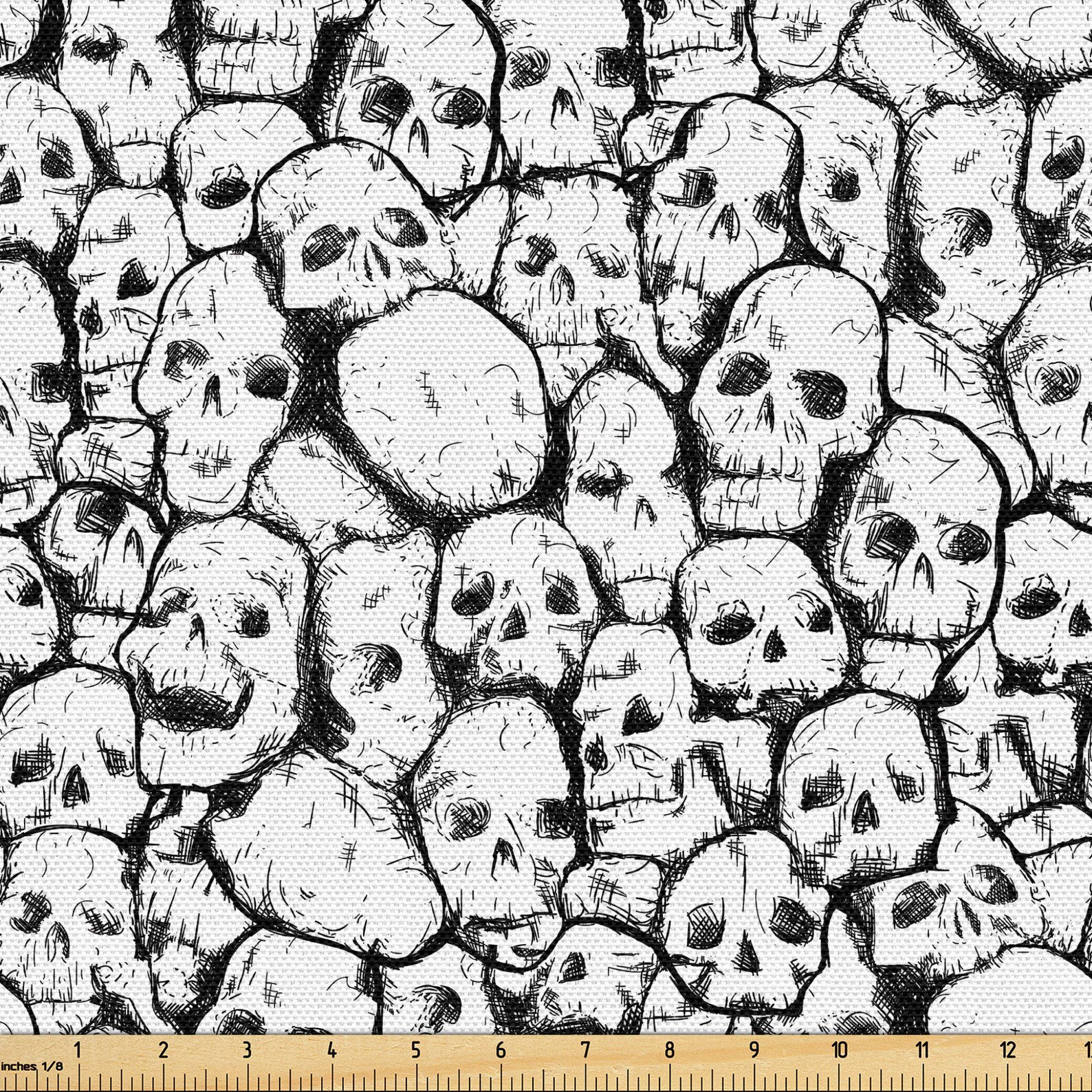 Skull Fabric by the Yard Halloween Theme Skull Decorative | Etsy