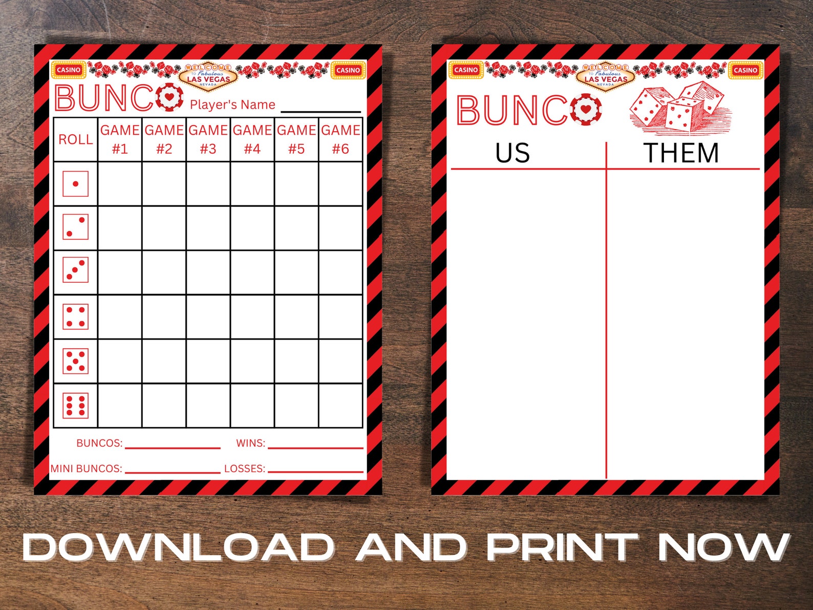 Themed Bunco Score Sheets, Bunco Score Cards, Bunco Tally Sheets, Bunco ...