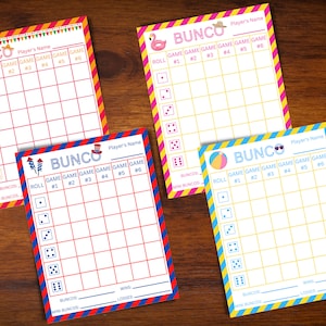 Bunco Score Sheets, Score Cards, Bunco Tally Sheets, Bunco Table Labels ...