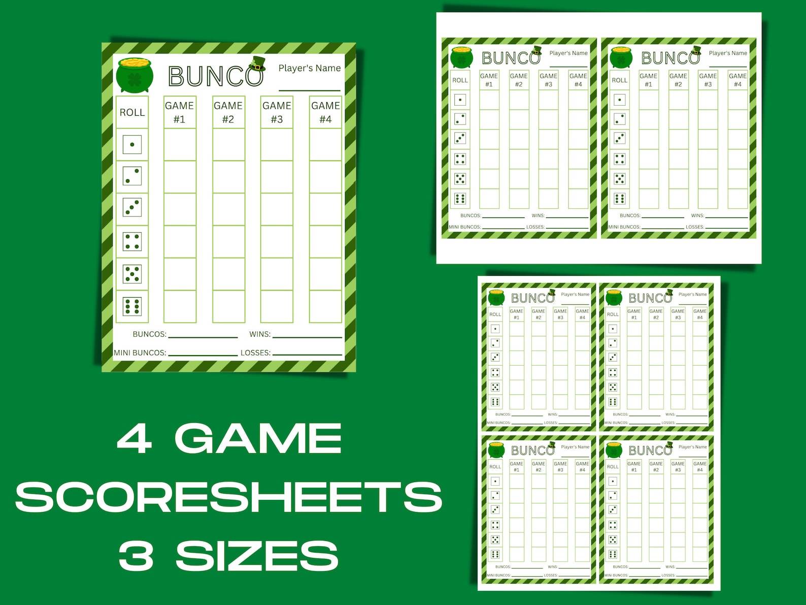 March Bunco Score Sheets, St Patricks Day Bunco Score Cards, Bunco ...