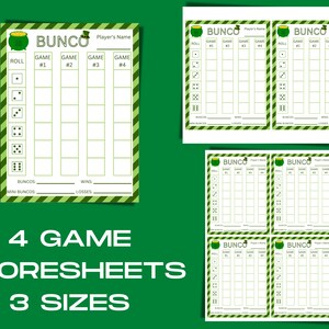 March Bunco Score Sheets, St Patricks Day Bunco Score Cards, Bunco ...