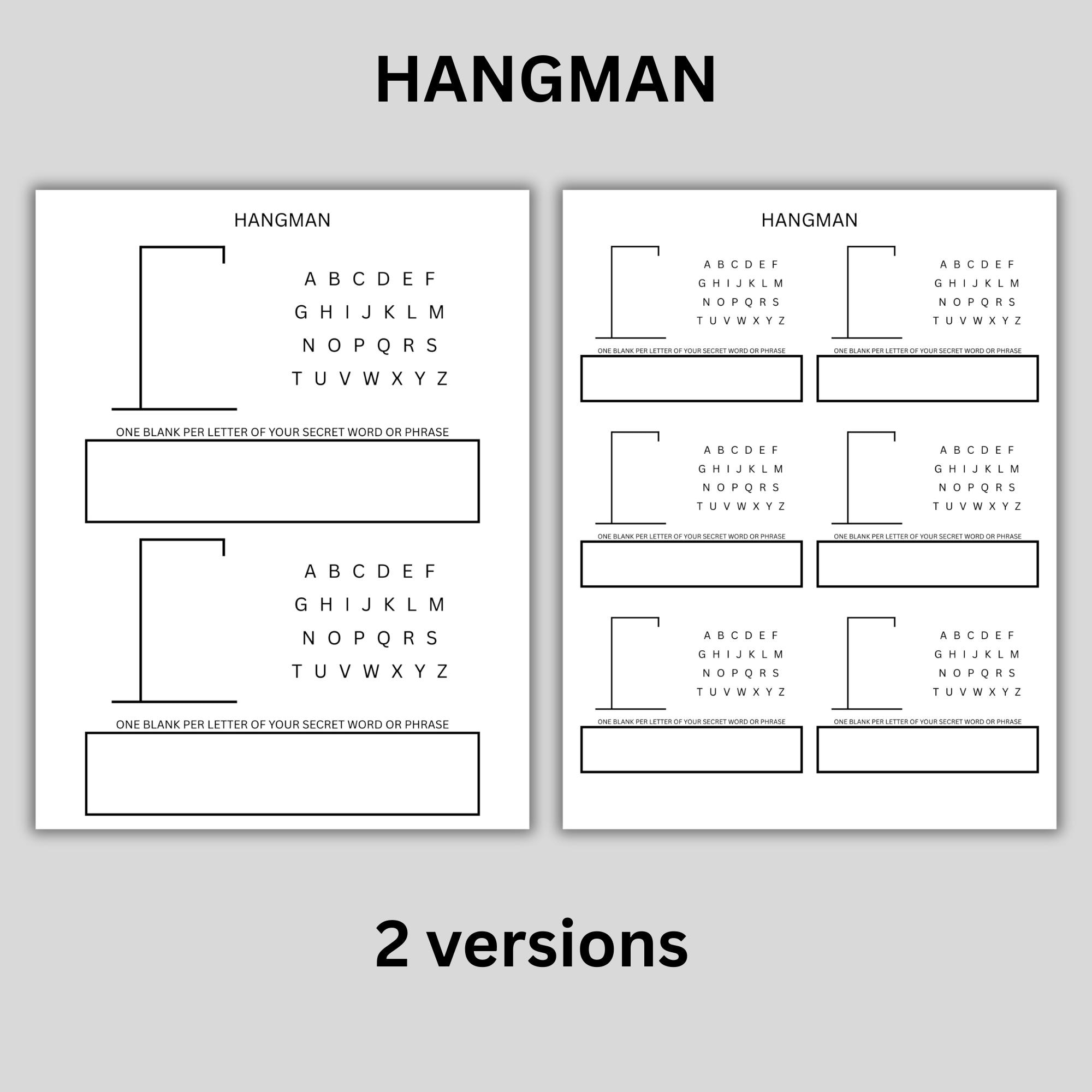 Printable Pen and Paper Games – 5 Game Bundle | Tic Tac Toe, Hangman ...
