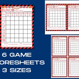 Casino Night Themed Bunco Scoresheets, Vegas Themed Bunco Score Cards ...