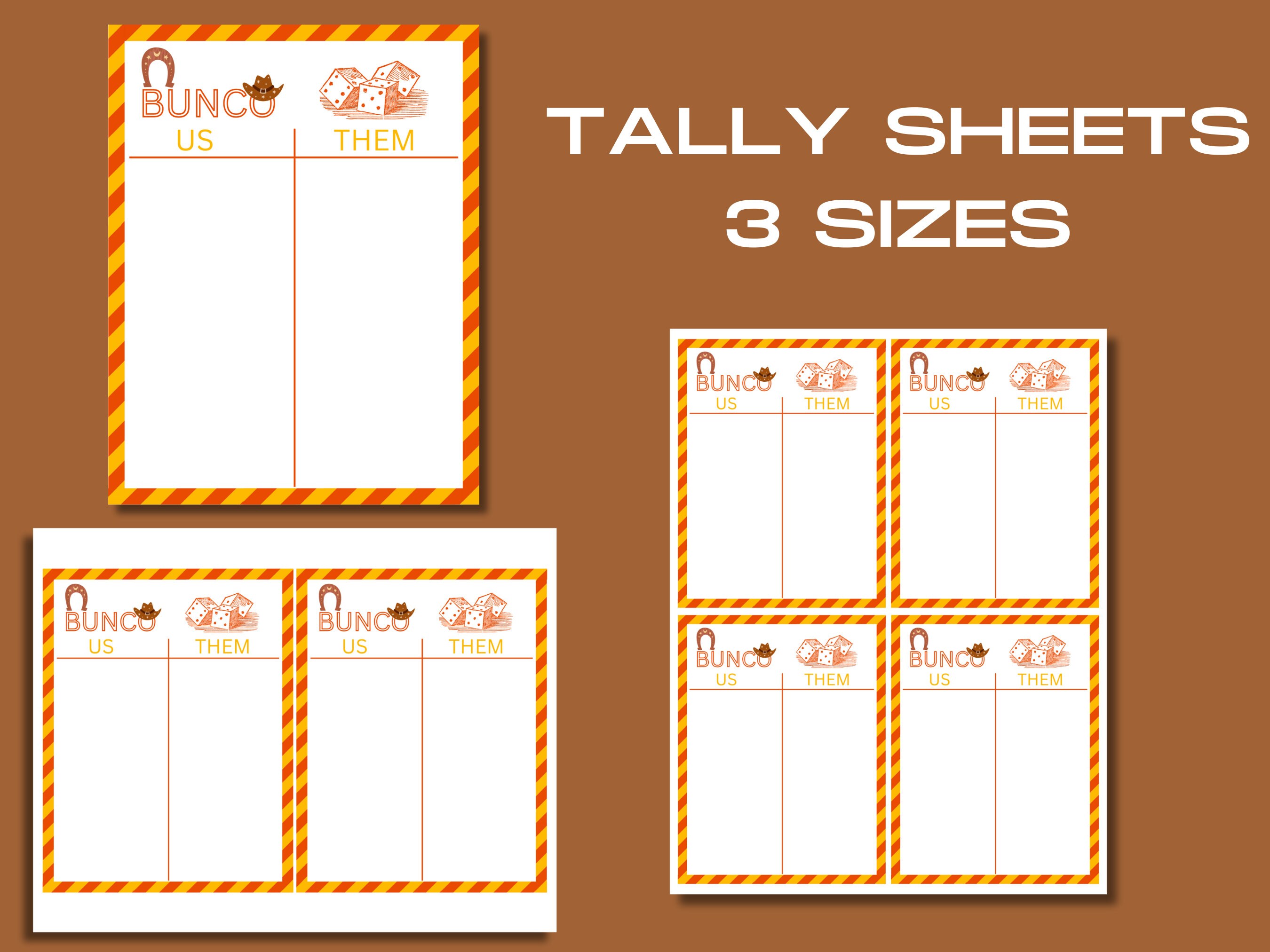 Country Western Bunco Score Sheets, Country Bunco Score Cards, Bunco ...