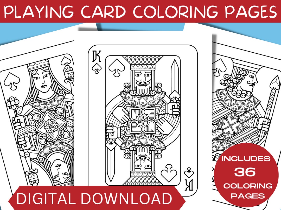 Playing Card Themed Coloring Pages Card Back Coloring Book - Etsy