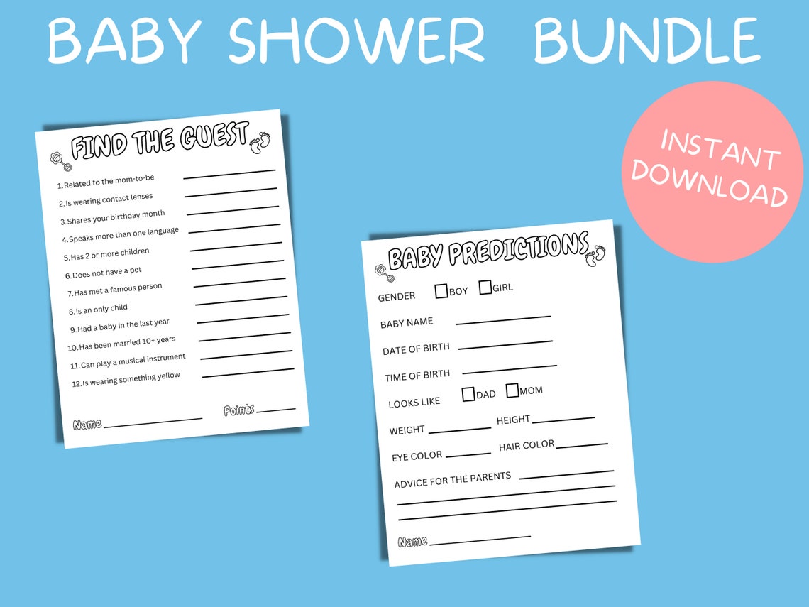 Baby Shower Games Bundle, Baby Shower Activities, Baby Shower Bingo ...