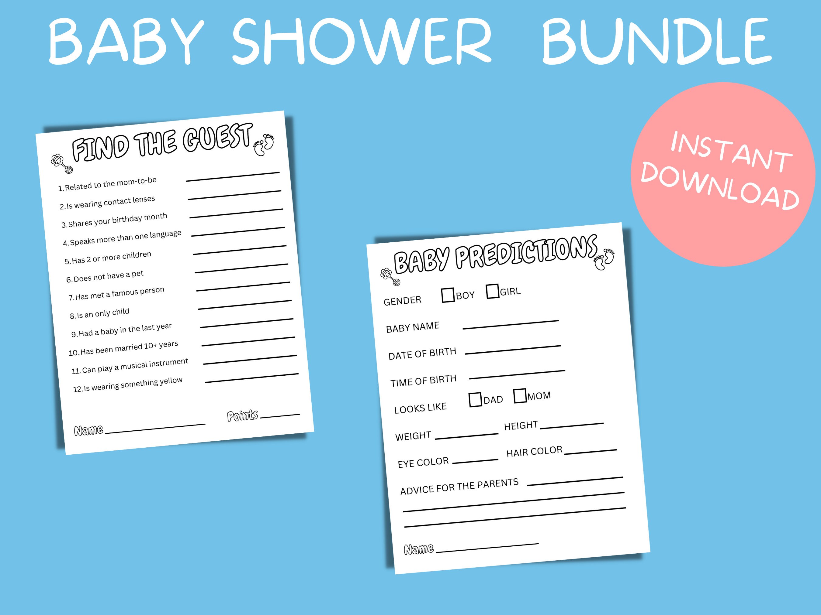 Baby Shower Games Bundle, Baby Shower Activities, Baby Shower Bingo ...