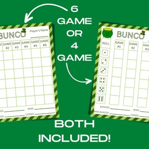 March Bunco Score Sheets, St Patricks Day Bunco Score Cards, Bunco ...