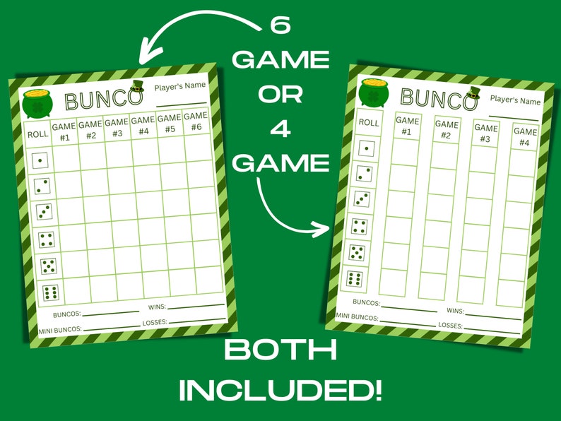 March Bunco Score Sheets, St Patricks Day Bunco Score Cards, Bunco ...