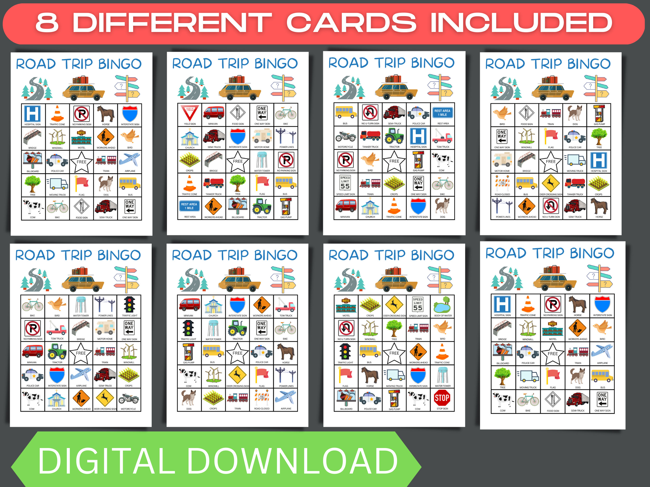 Road Trip Bingo, Car Bingo, Road Trip Activity, Road Trip Games, Car ...