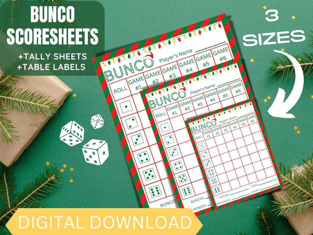 Holiday Bunco Score Sheets Christmas Bunco Score Cards Bunco - Etsy