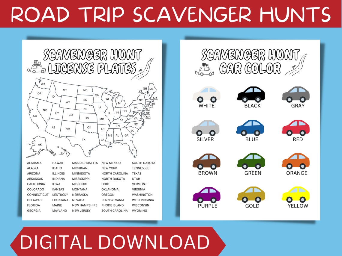 Road Trip Scavenger Hunt, Car Games, Family Vacations, Scavenger Hunt ...