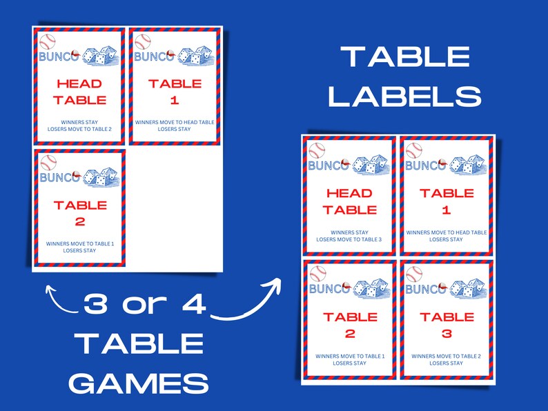 Baseball Bunco Score Sheets, Baseball Bunco Score Cards, Bunco Tally ...