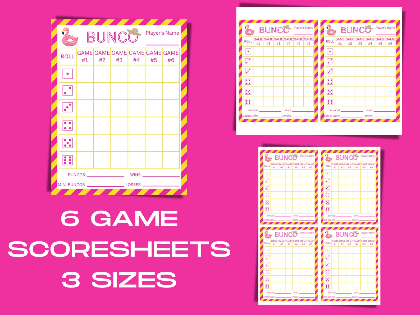 Summer Bunco Score Sheets, Pool Party Bunco Score Cards, Bunco Tally ...