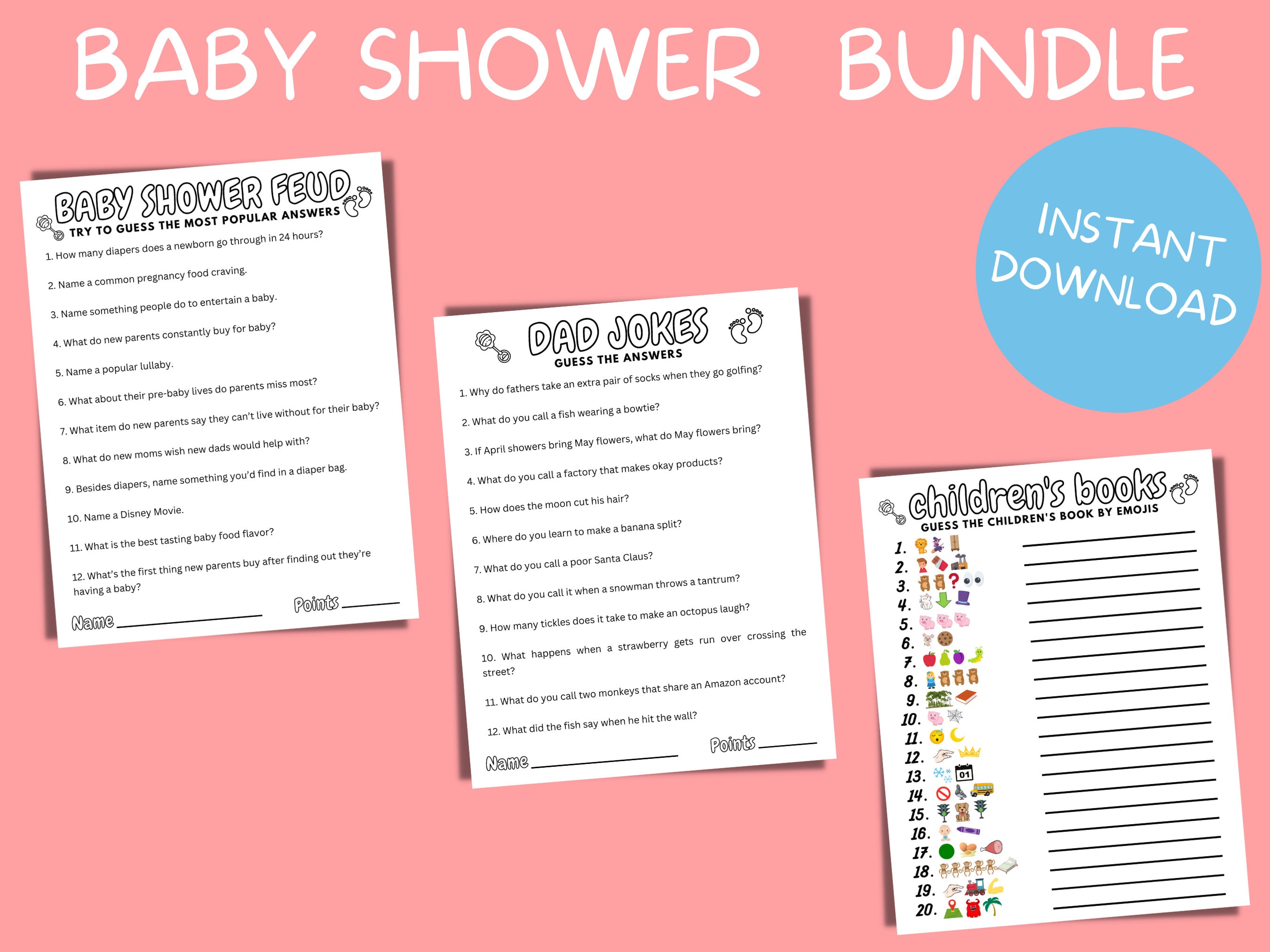 Baby Shower Games Bundle, Baby Shower Activities, Baby Shower Bingo ...