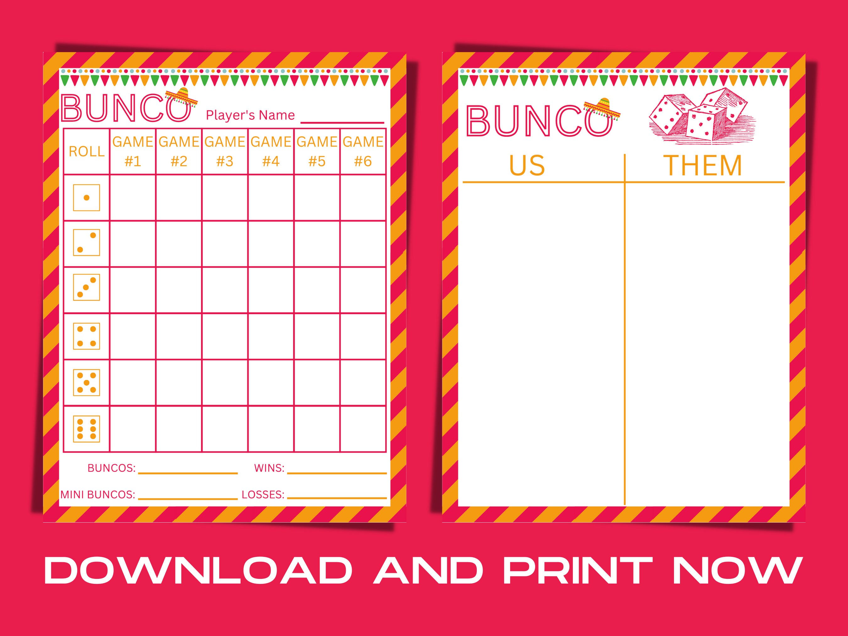 Cinco De Mayo Bunco Score Sheets, May Bunco Score Cards, Bunco Tally ...